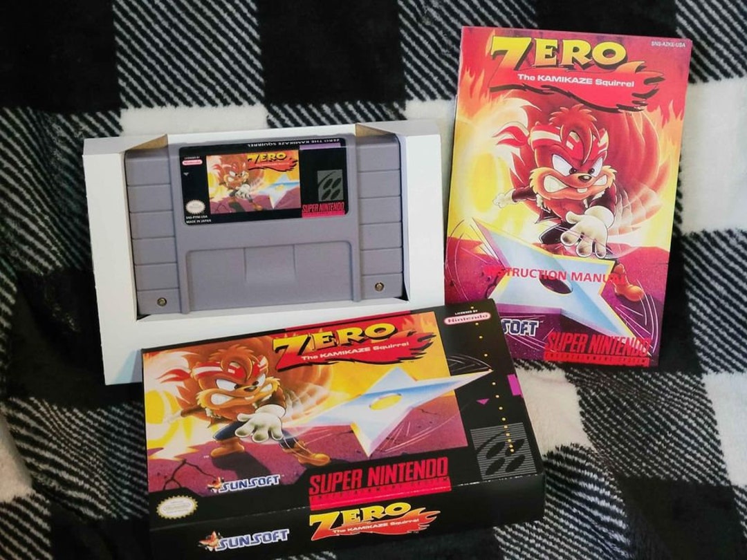 ZERO the KAMIKAZE SQUIRREL - Super Nintendo Game With Custom Box and ...