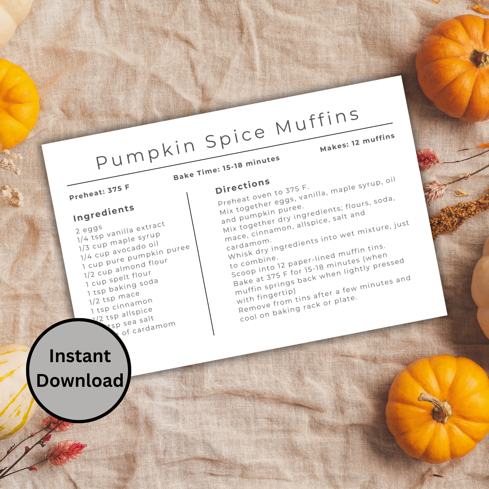 Editable Recipe Card Template Modern Recipe Card Printable Personalized ...