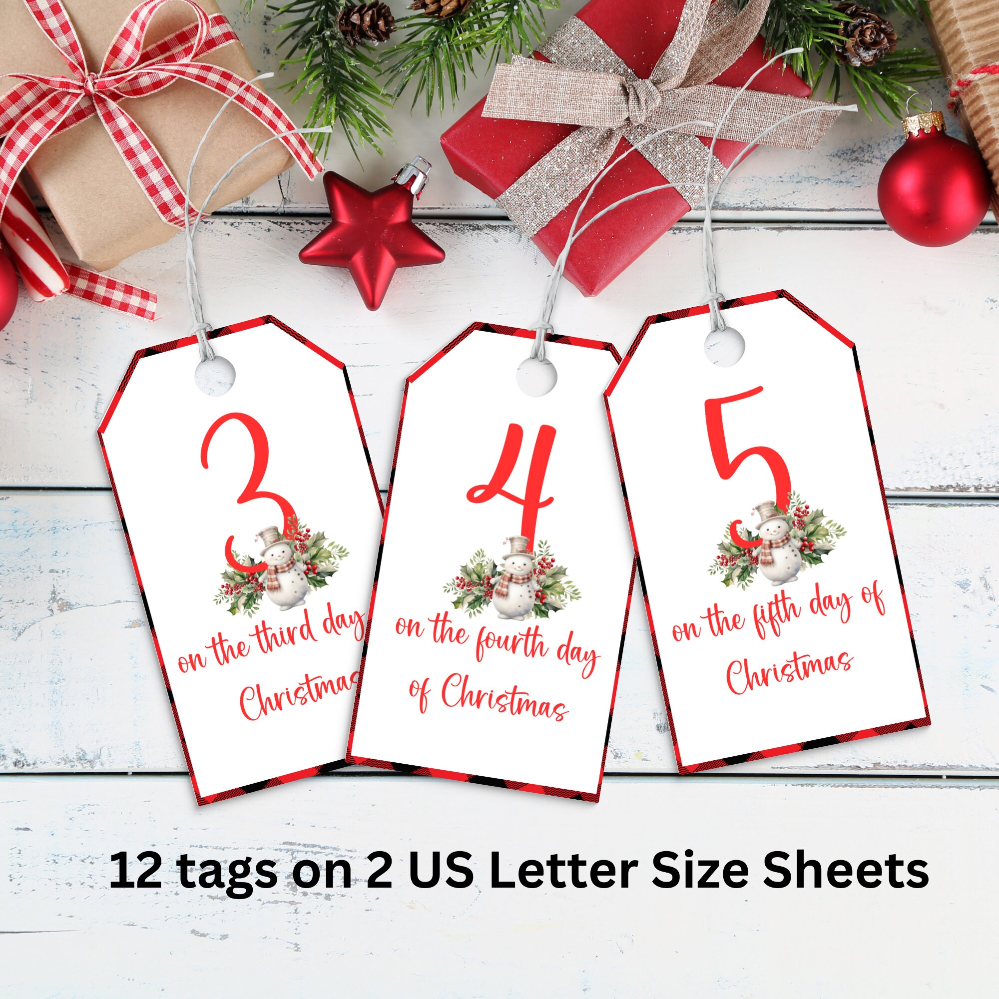 12 Days of Christmas Gift Tags Printable, 12 Days of Christmas ...