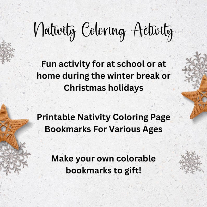 Christmas Nativity Printable Coloring Bookmarks for Kids, Christmas ...