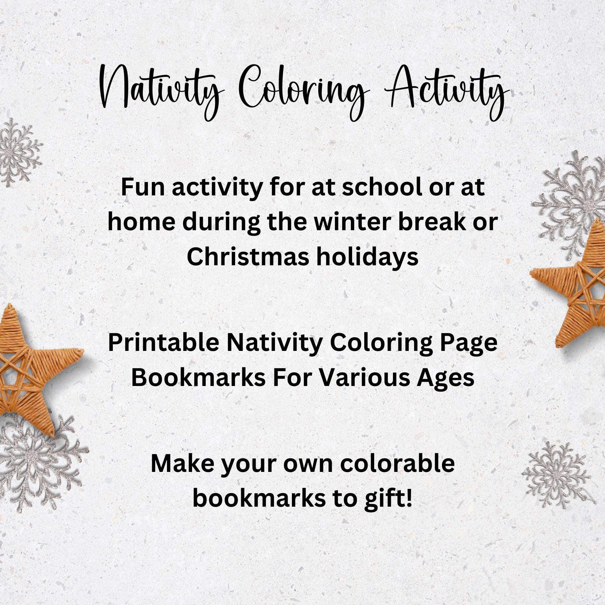 Christmas Nativity Printable Coloring Bookmarks for Kids, Christmas ...