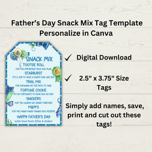 Fathers Day Snack Mix Gift Tag Printable, Fathers Day DIY Gift From ...