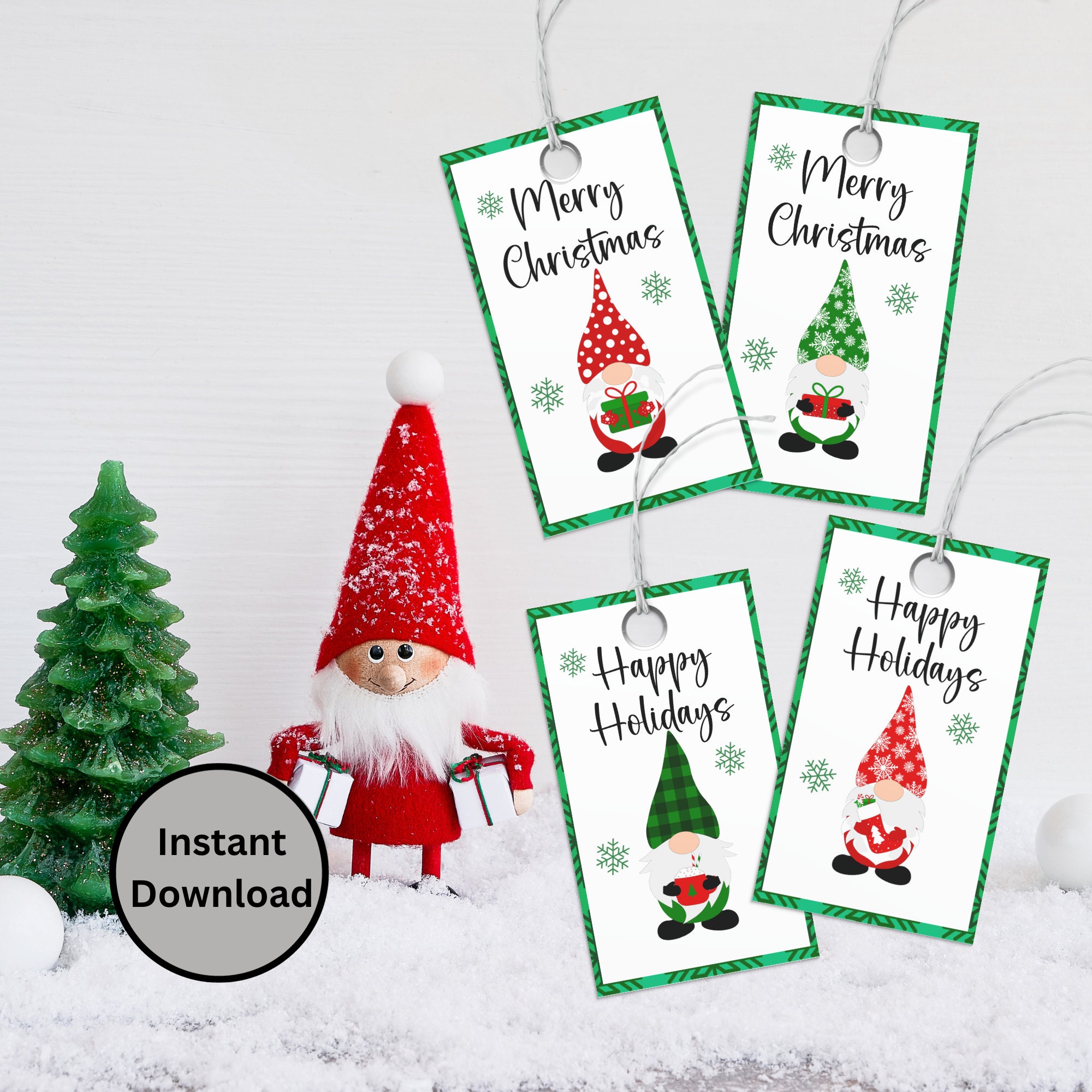 Christmas Gift Tag Gnome, Gnome Christmas Gift Tag for Kid, Printable ...