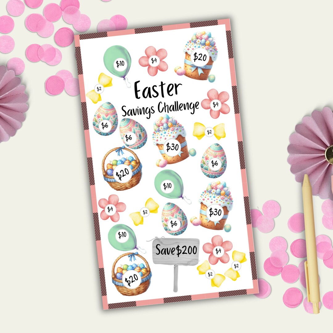 Easter A6 Savings Challenge Editable, Cute April Cash Fund Template ...