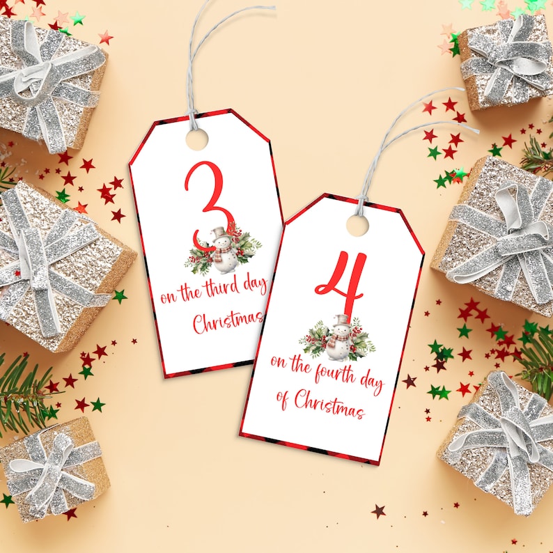 12 Days of Christmas Gift Tags, Printable Holiday Labels (instant ...
