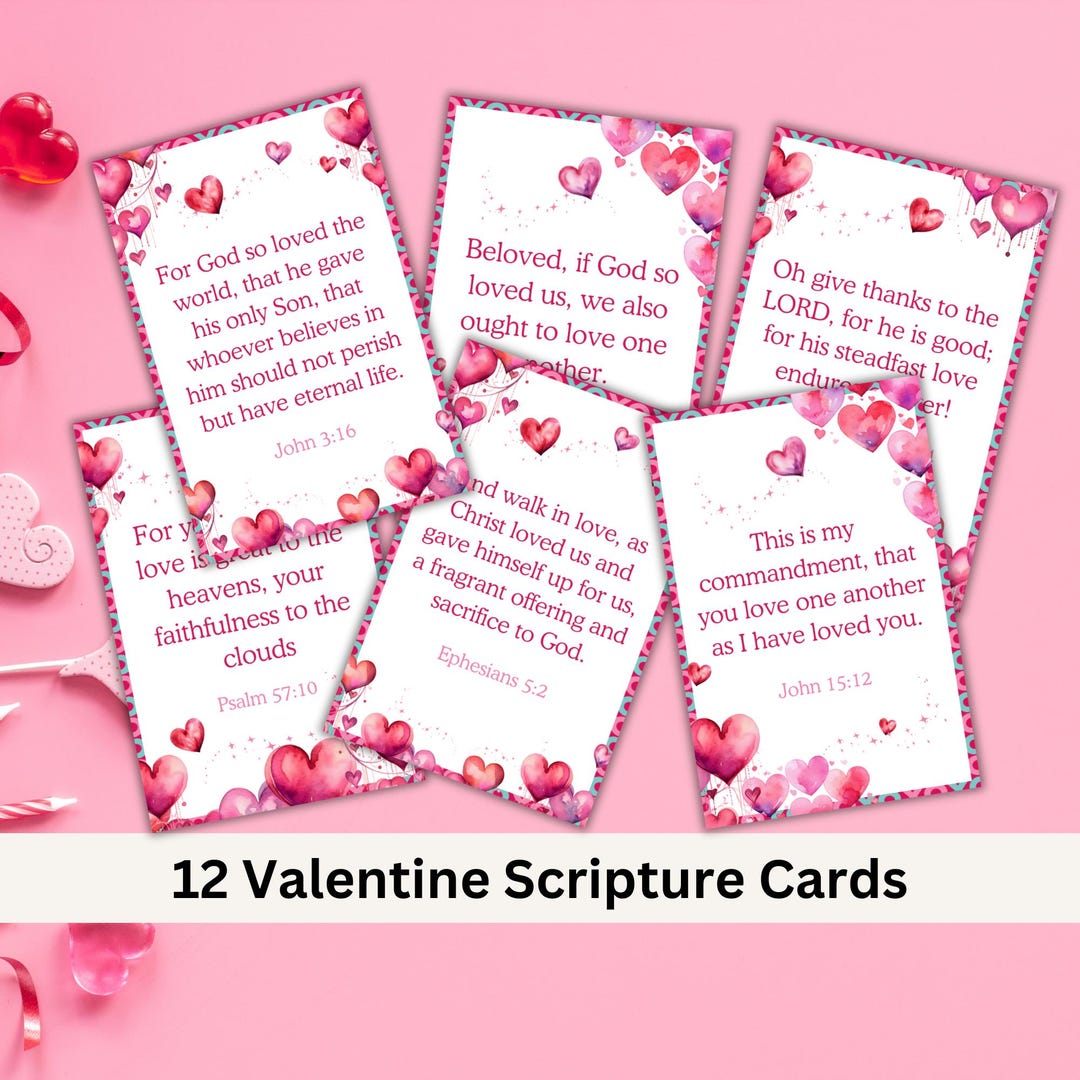 Christian Valentines Cards, Printable Scripture Cards, Mini Valentine ...