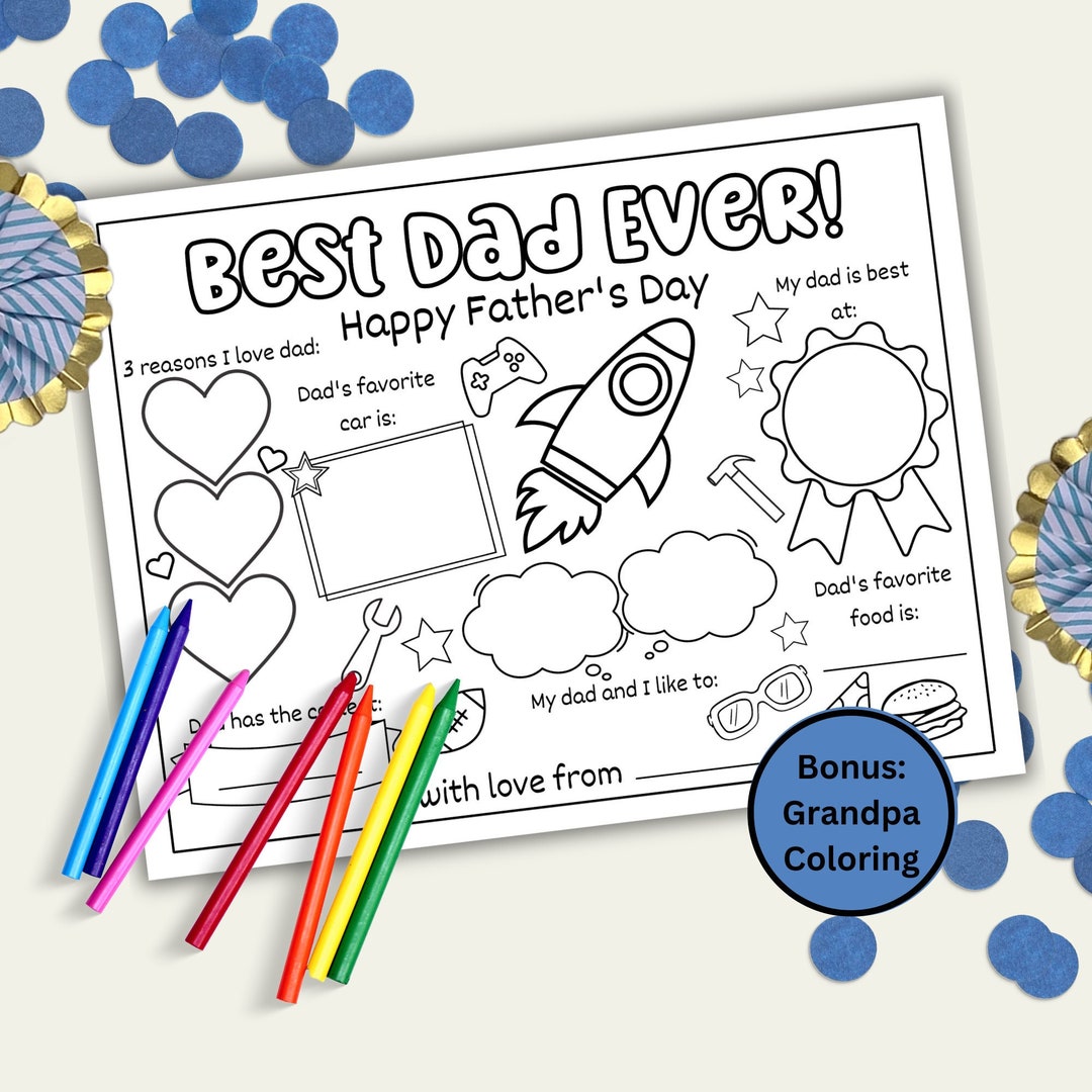 Fathers Day Coloring Gift From Kids, All About Dad Fathers Day ...