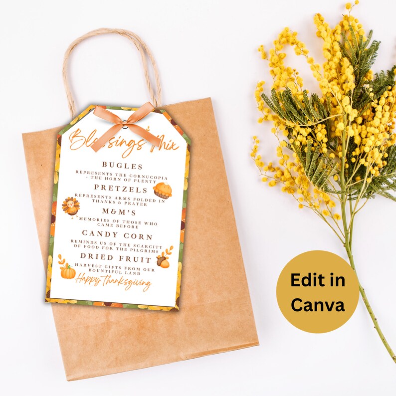 Blessing Mix Tag Editable, Thanksgiving Blessing Mix Poem, Fall ...