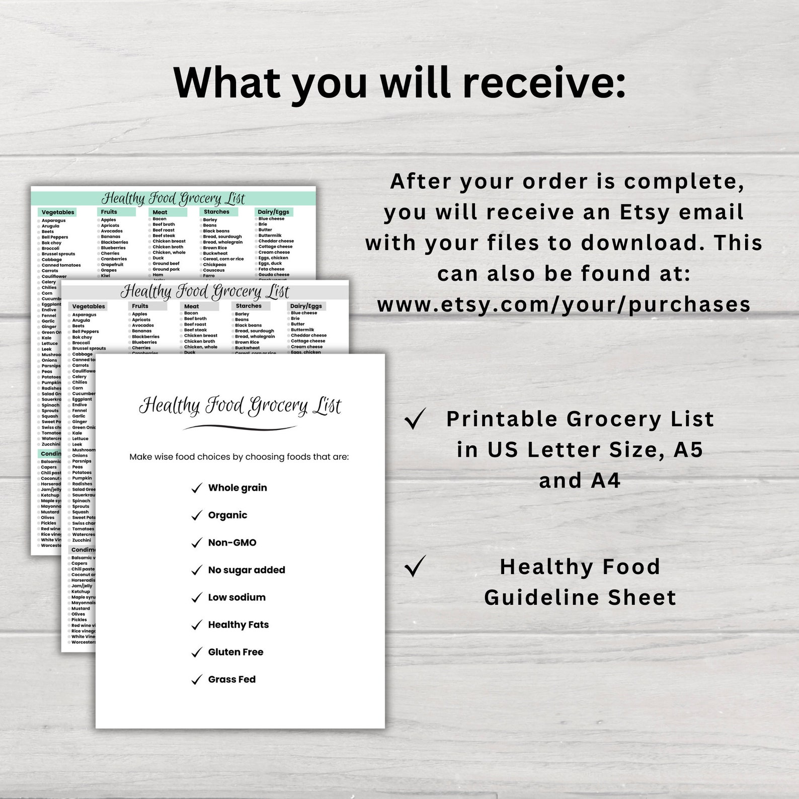 Healthy Eating Printable Grocery List, Healthy Food Guide for Kids ...