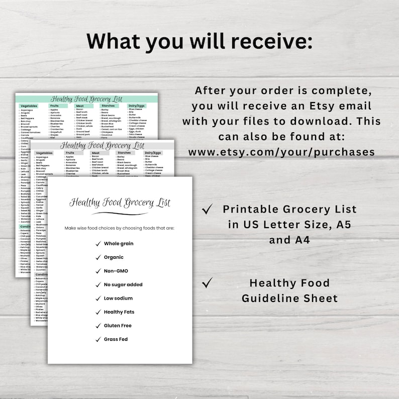 Healthy Eating Printable Grocery List, Healthy Food Guide for Kids ...