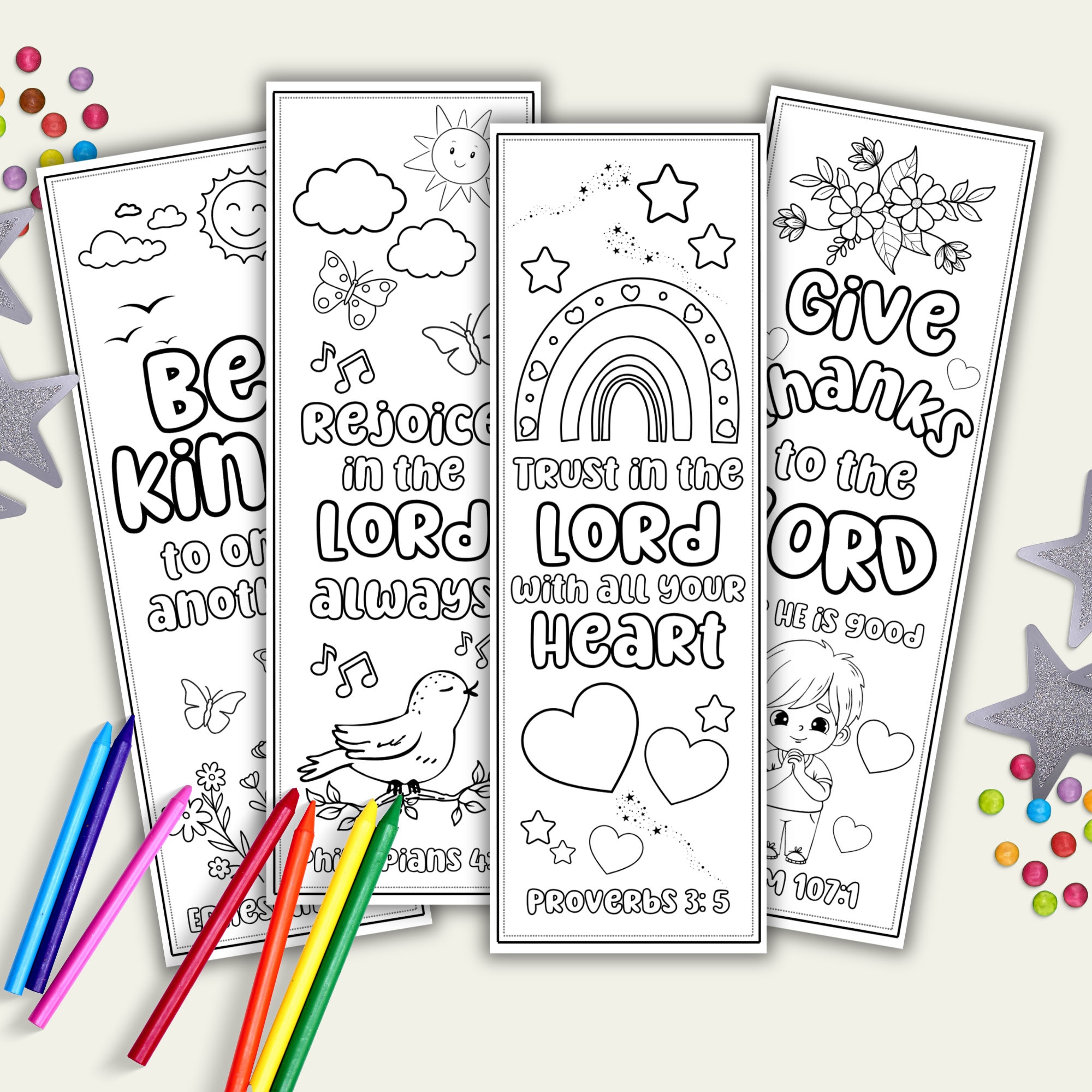 Bible Verse Coloring Bookmarks for Kids, Bible Verse Printable Activity ...