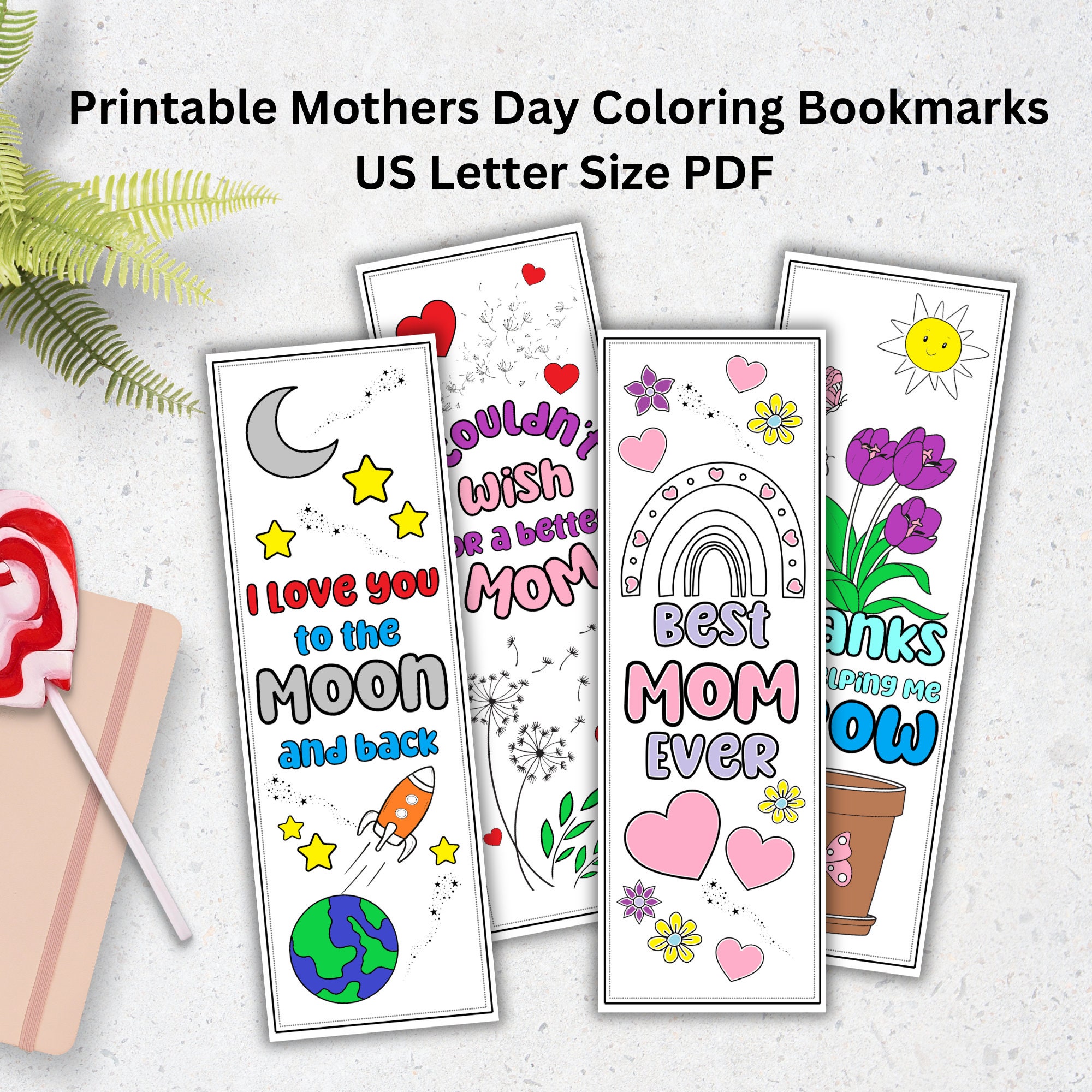 Happy Mothers Day Coloring Bookmarks, Heartfelt Gift for Mom, Moms ...