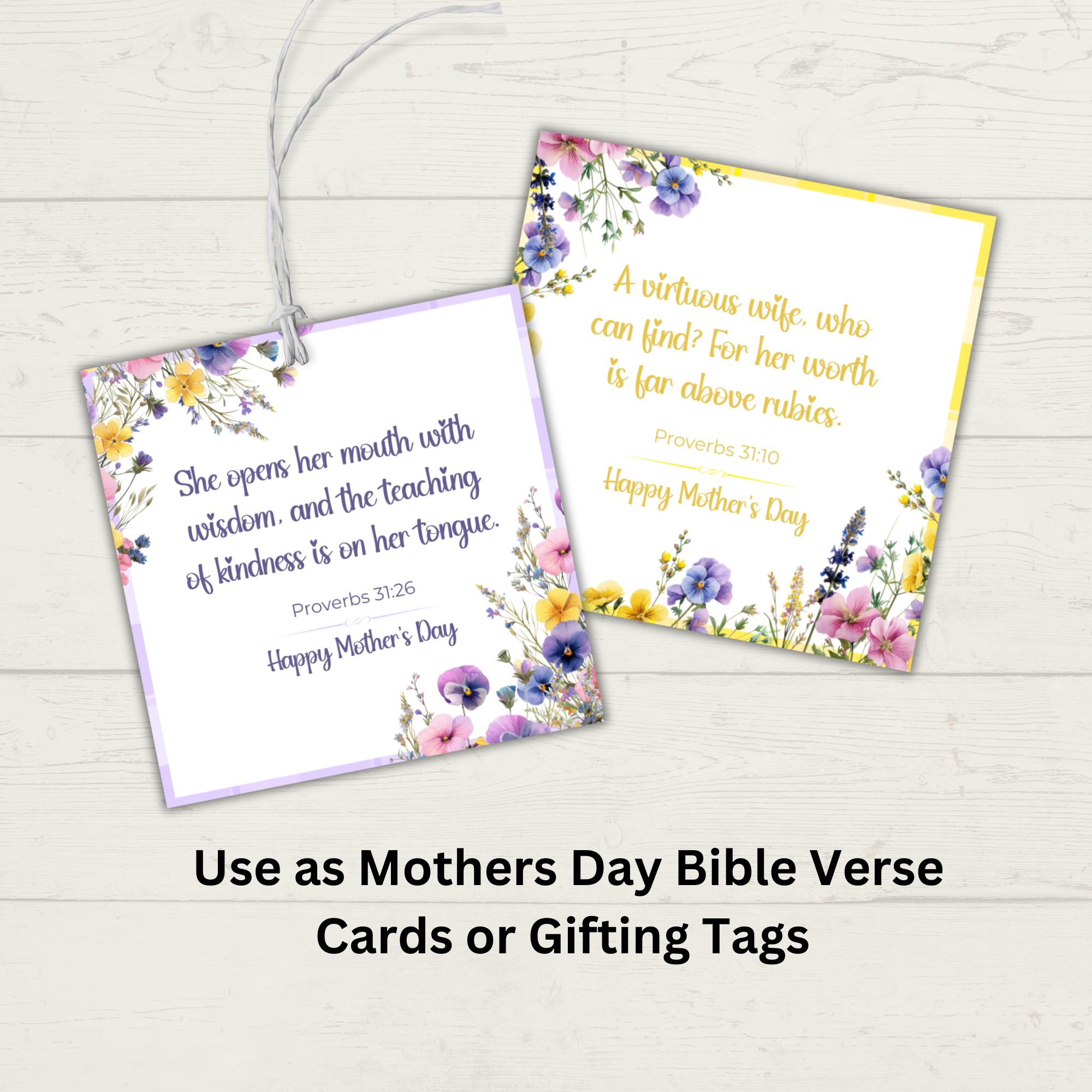 Mothers Day Bible Verse Card, Floral Mothers Day Scripture Card ...