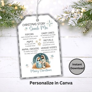 Christmas Story Tag Printable, Christmas Snack Mix Tag, Nativity Story ...