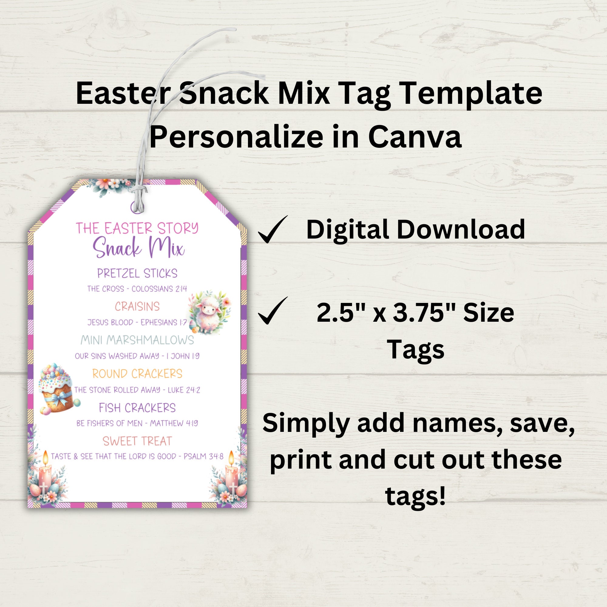 Easter Story Snack Mix Tag Printable, Easter Story Card for Kid, Easter ...