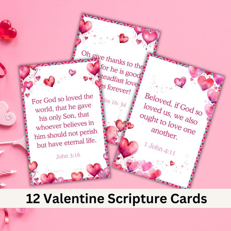 Christian Valentines Cards, Printable Scripture Cards, Mini Valentine ...