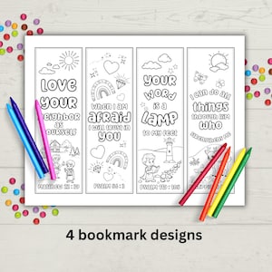 Bible Verse Coloring Bookmarks for Christian Kids, Bible Memory Verse ...