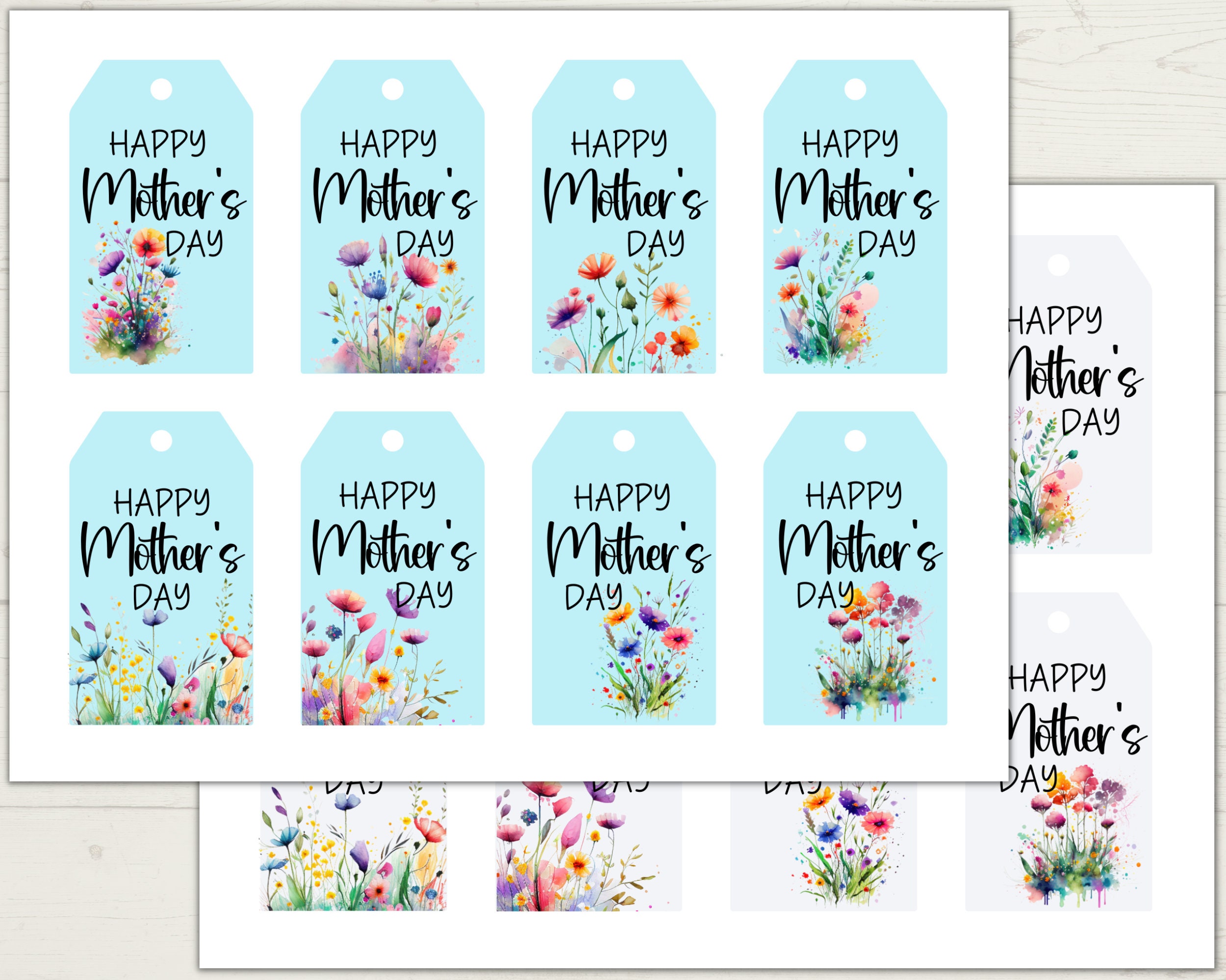 Printable Mother's Day Flower Gift Tags Floral Mothers - Etsy