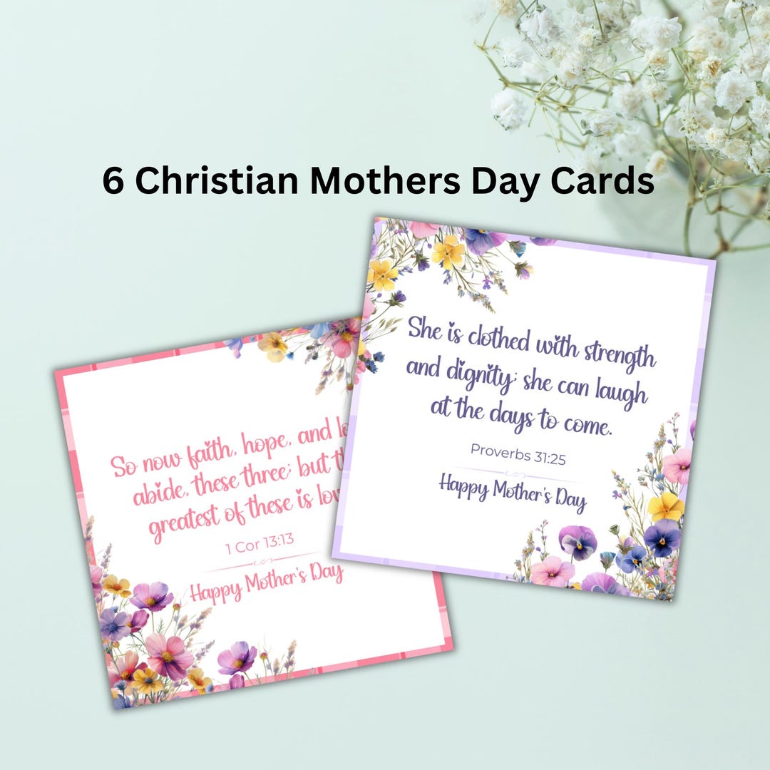 Mothers Day Bible Verse Card, Floral Mothers Day Scripture Card ...