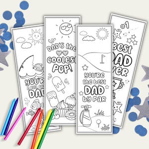 Fathers Day Coloring Bookmarks, Printable Fathers Day Activity ...
