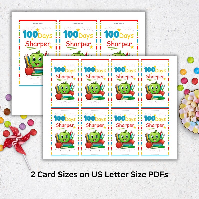 100th Day of School Pencil Card, Printable 100 Days Sharper ...