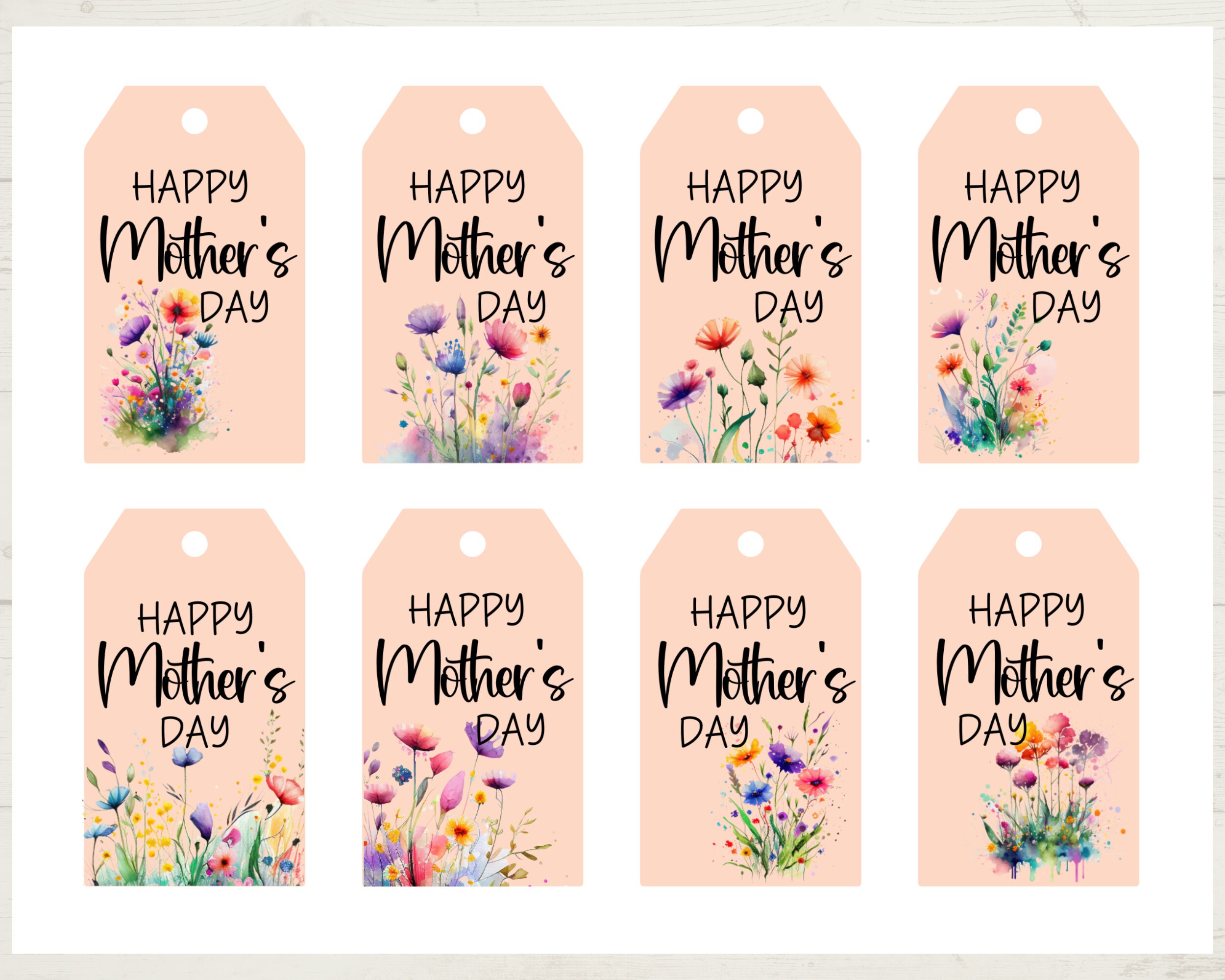 Printable Mother's Day Flower Gift Tags Floral Mothers - Etsy
