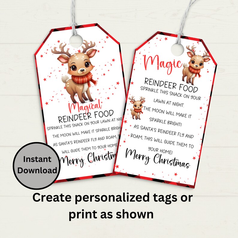 Magic Reindeer Food Tag Printable, Personalized Reindeer Food Template ...