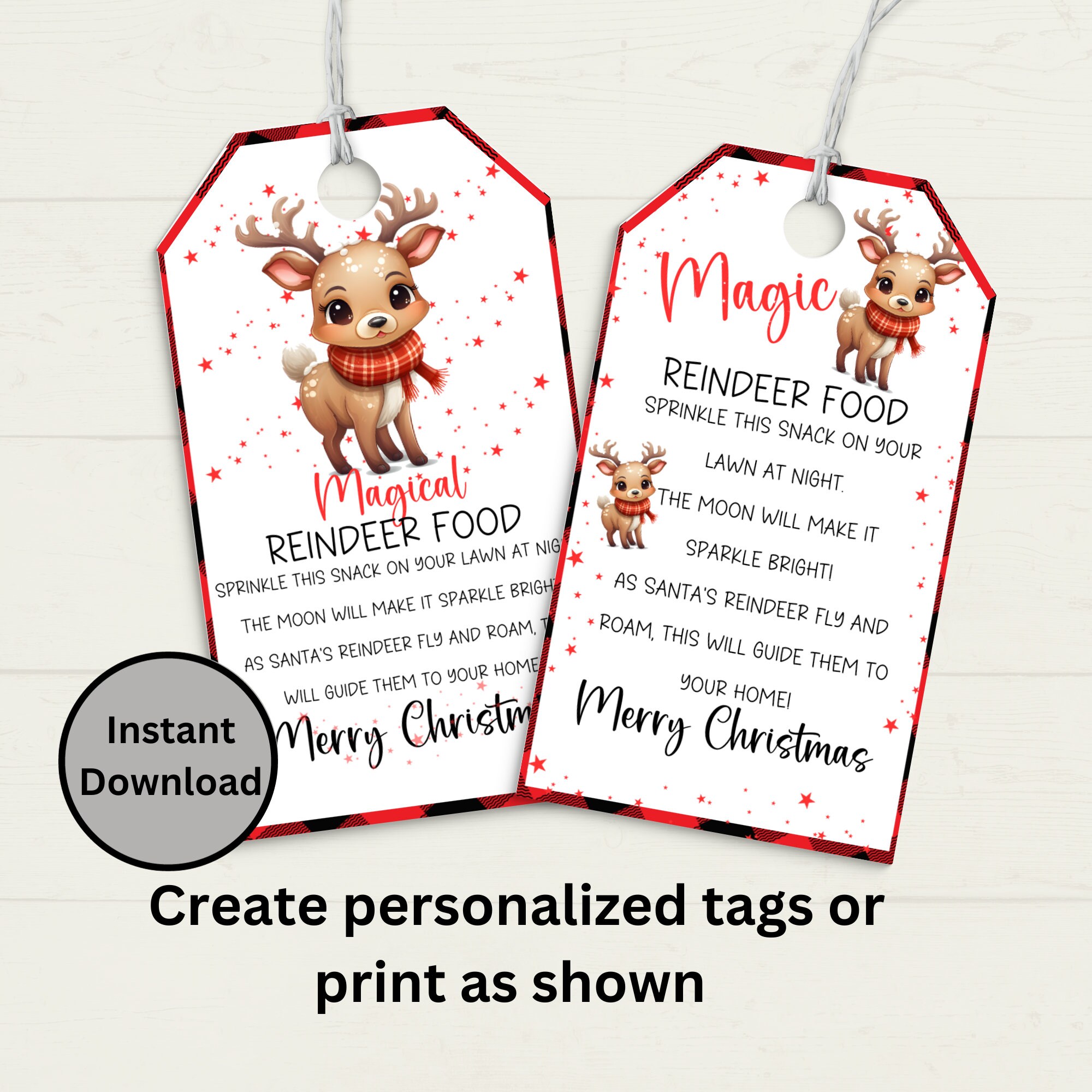 Magic Reindeer Food Tag Printable, Personalized Reindeer Food Template ...