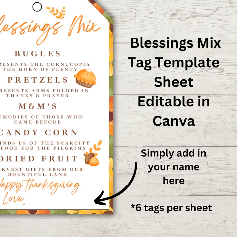 Blessing Mix Tag Editable, Thanksgiving Blessing Mix Poem, Fall ...