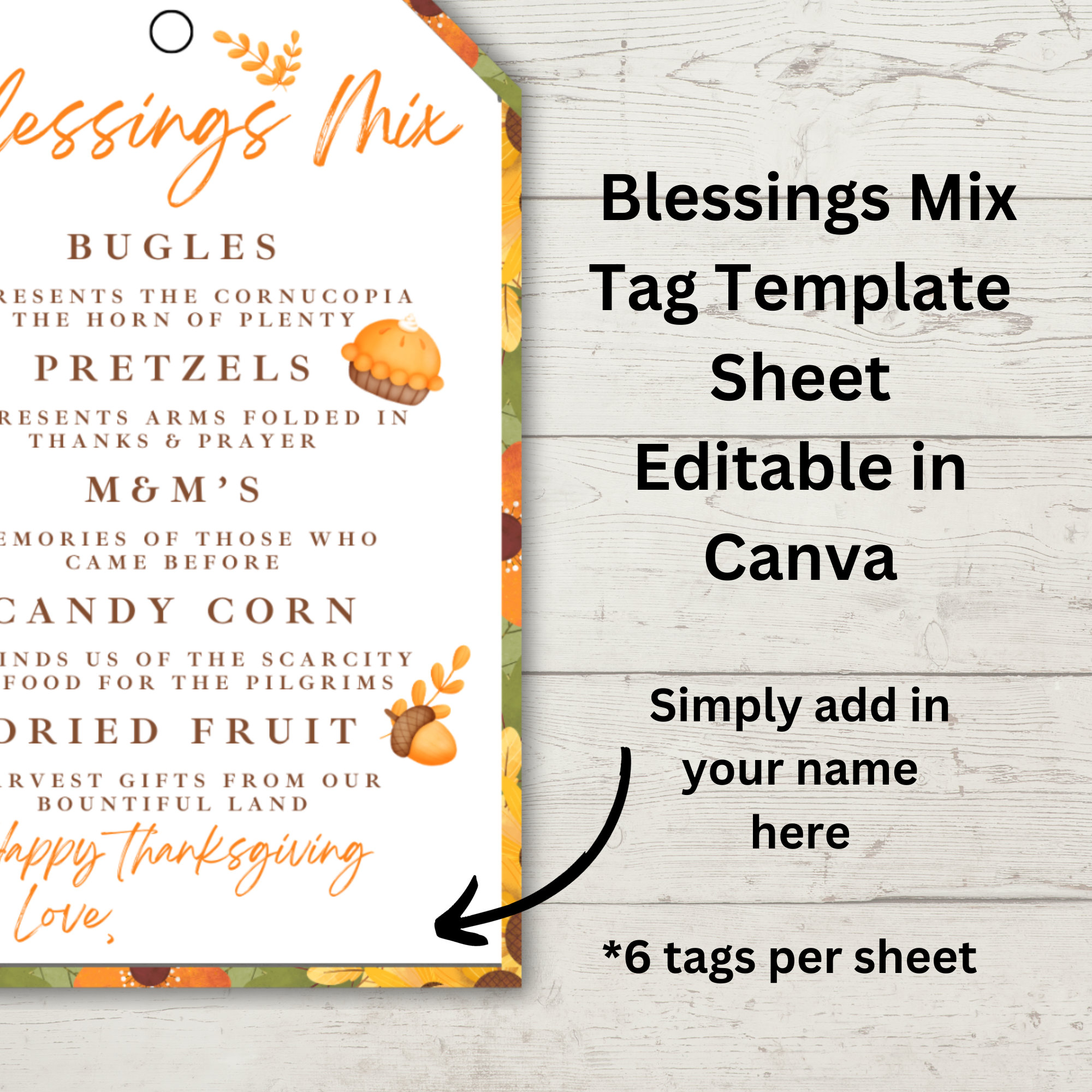 Blessing Mix Tag Editable, Thanksgiving Blessing Mix Poem, Fall ...
