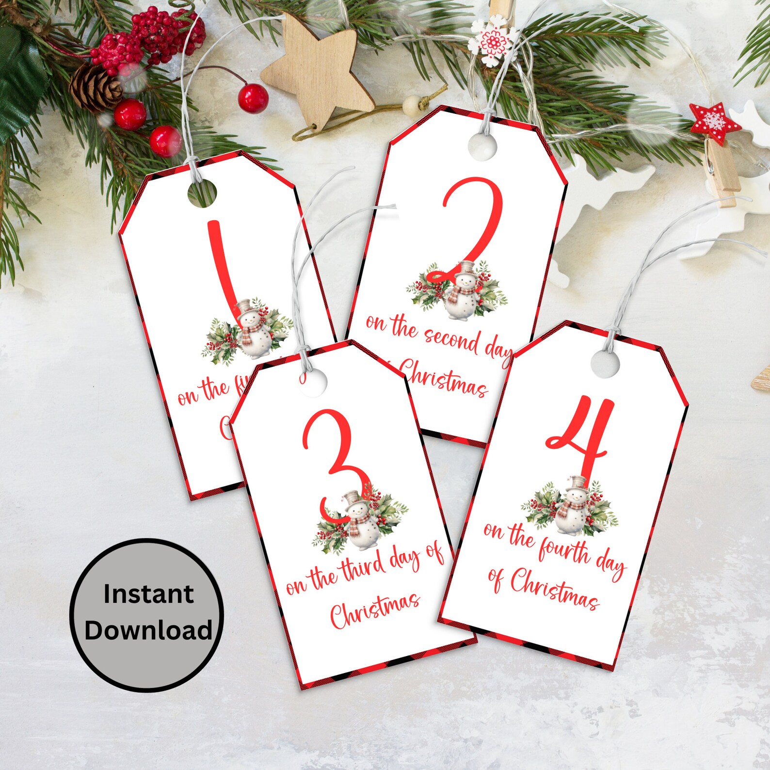12 Days of Christmas Gift Tags Printable, 12 Days of Christmas ...