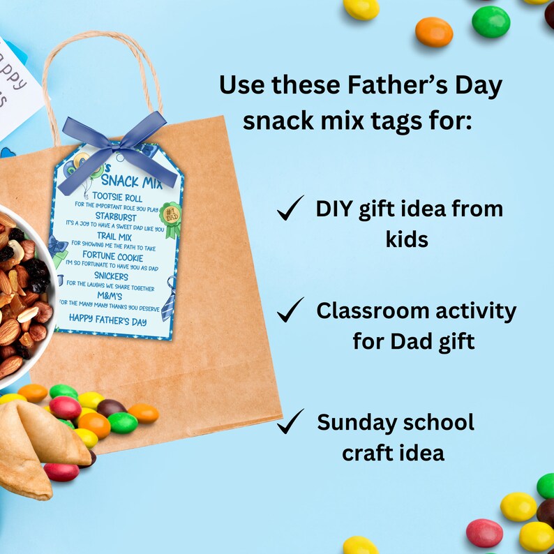 Fathers Day Snack Mix Gift Tag Printable, Fathers Day DIY Gift From ...