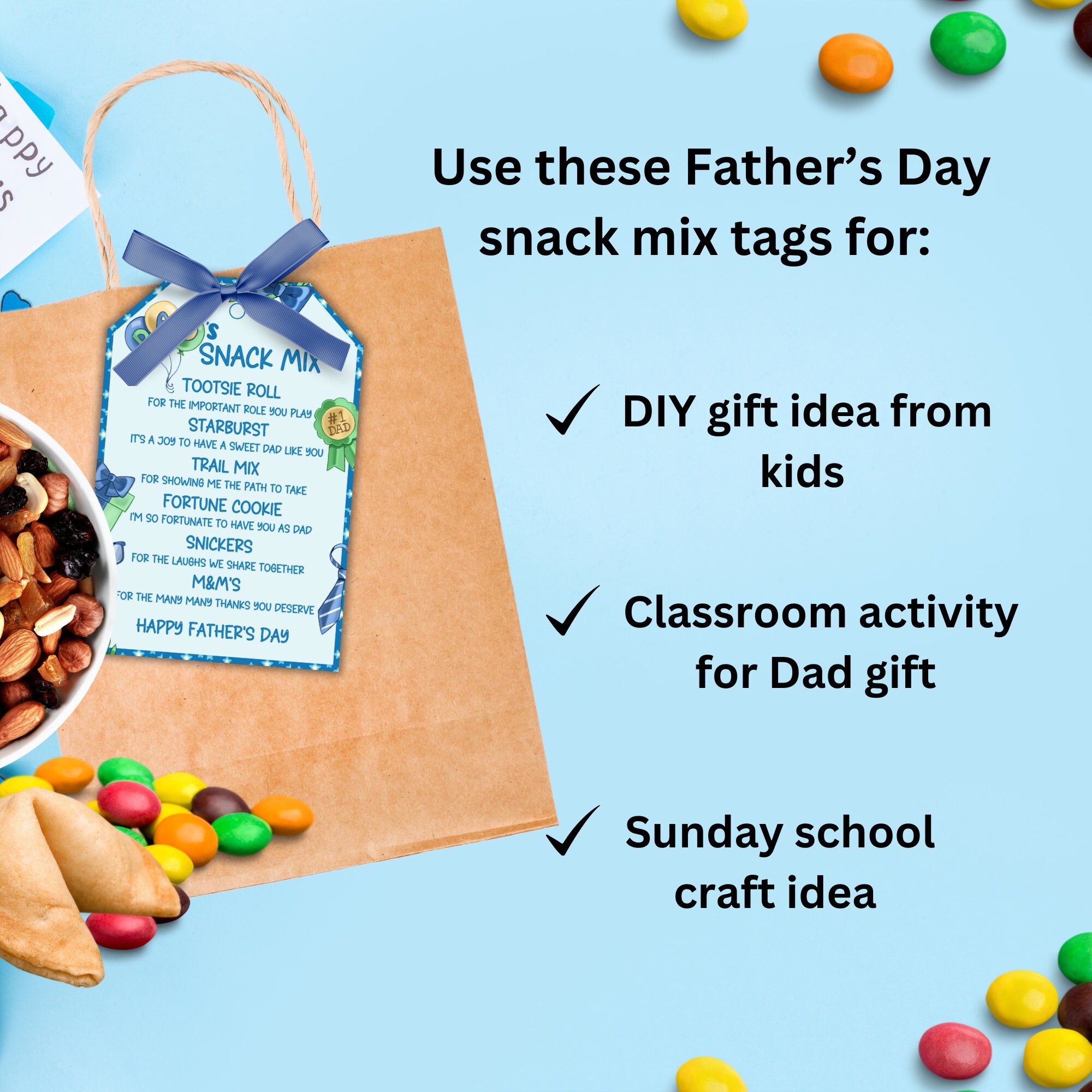 Fathers Day Snack Mix Gift Tag Printable, Fathers Day DIY Gift From ...
