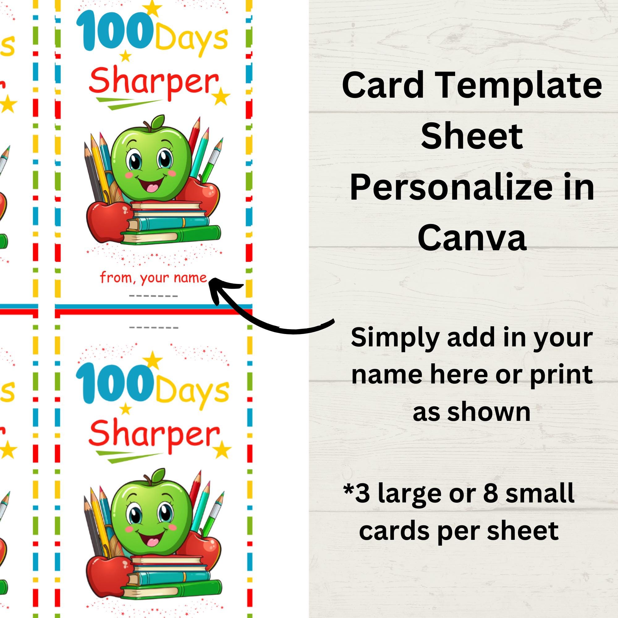 100th Day of School Pencil Card, Printable 100 Days Sharper ...