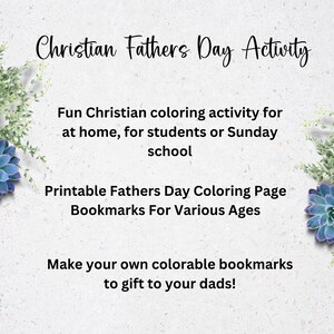 Christian Fathers Day Coloring Bookmarks for Kids, Fathers Day ...