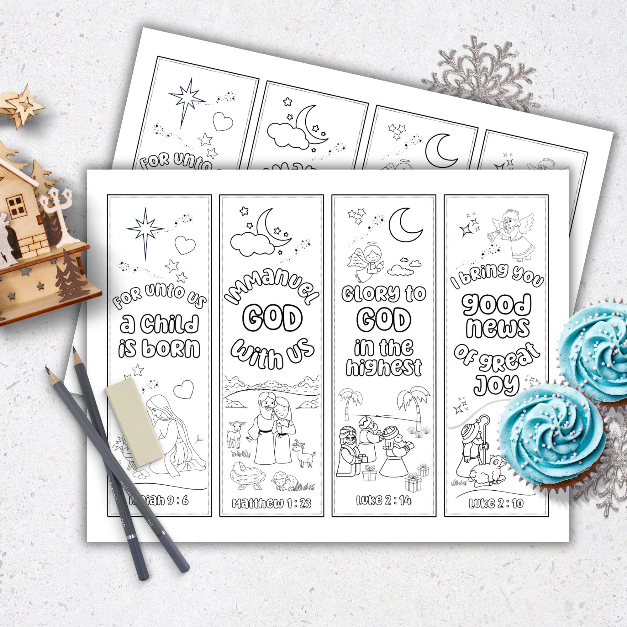 Christmas Nativity Printable Coloring Bookmarks for Kids, Christmas ...