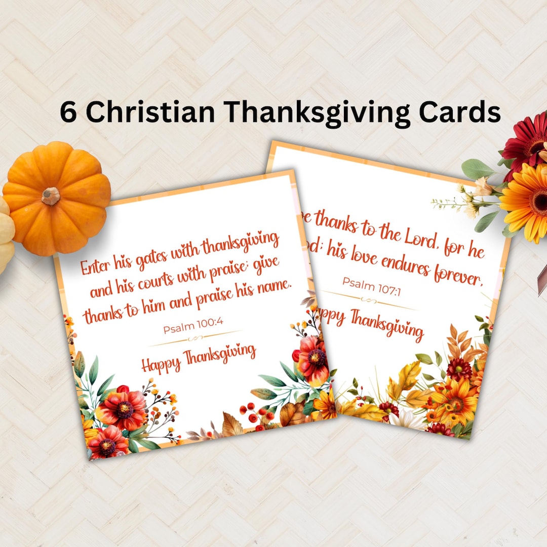 Christian Thanksgiving Bible Verse Cards, Fall Scripture Card ...