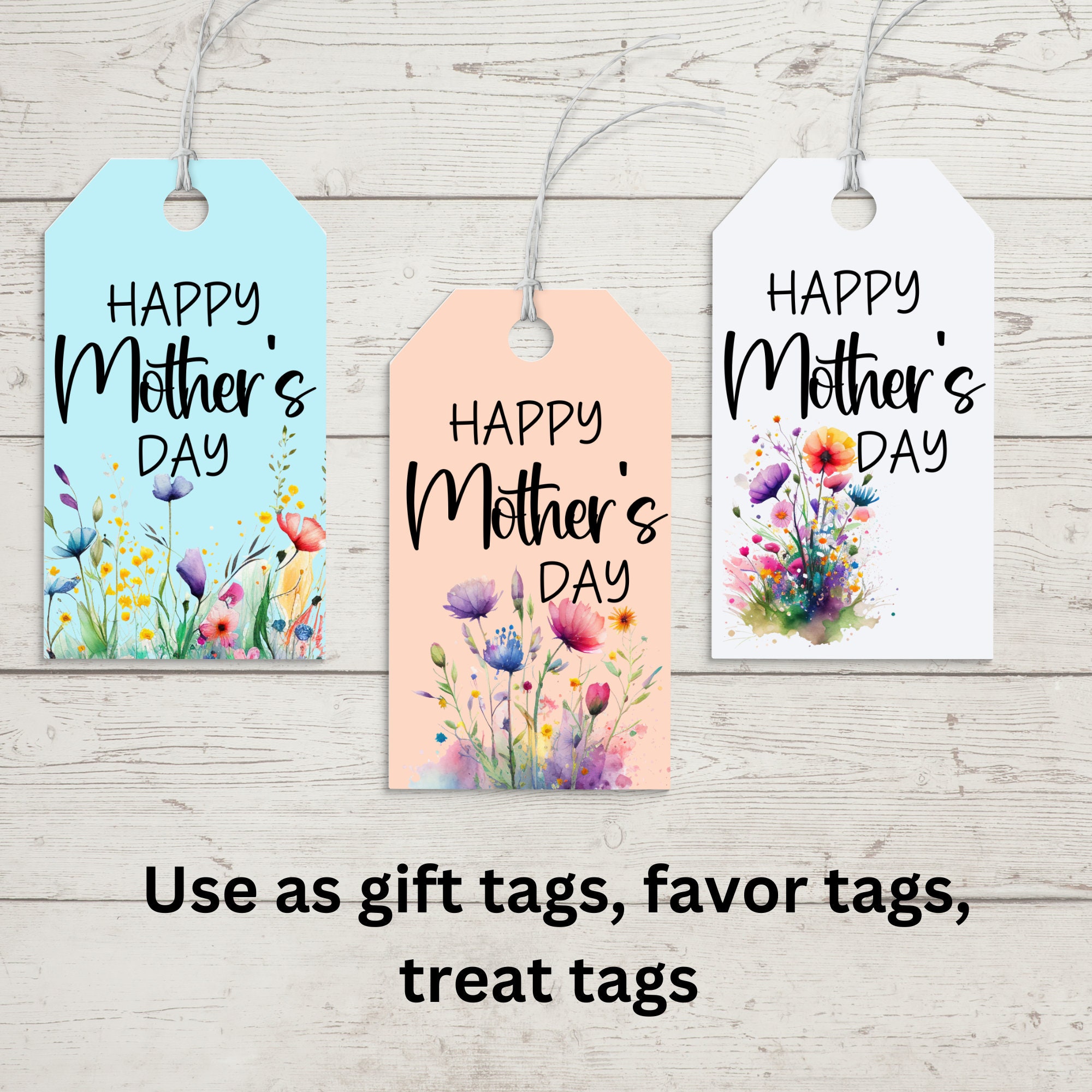 Printable Mothers Day Flower Gift Tags, Happy Mothers Day Gift Tag ...
