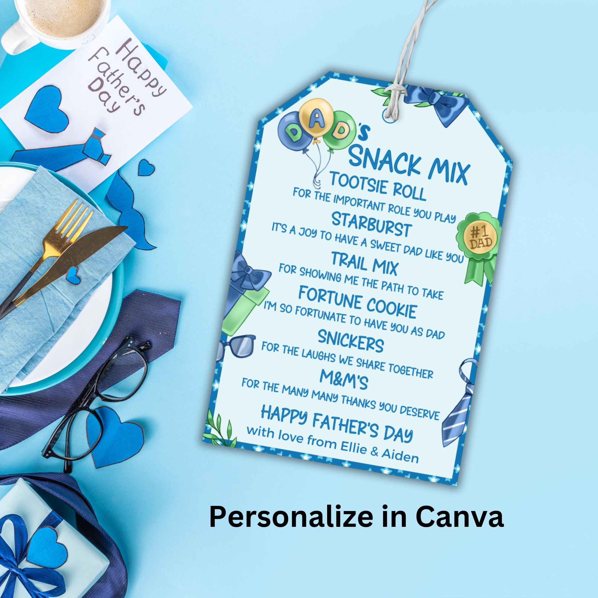 Fathers Day Snack Mix Gift Tag Printable, Fathers Day DIY Gift From ...