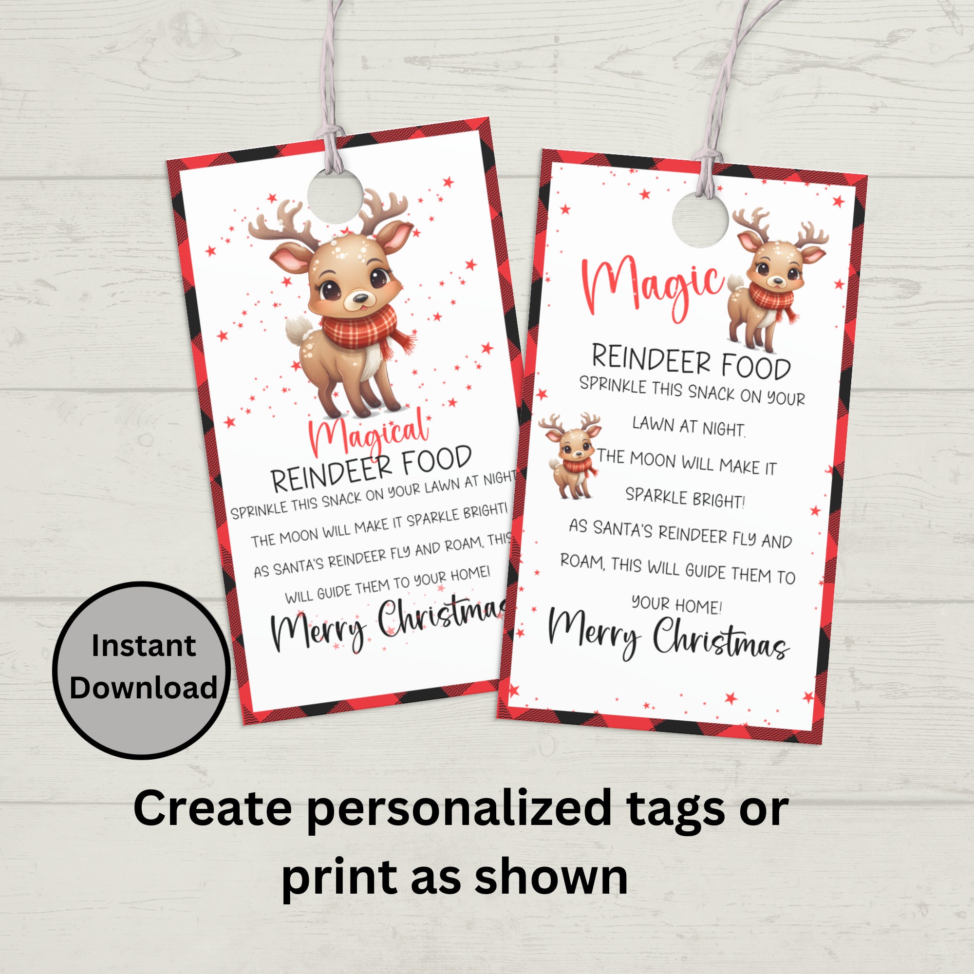Magic Reindeer Food Tag Printable Personalized Reindeer Food Template ...