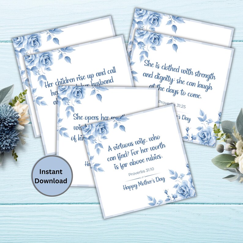 Mothers Day Bible Verse Card, Floral Mothers Day Scripture Card ...