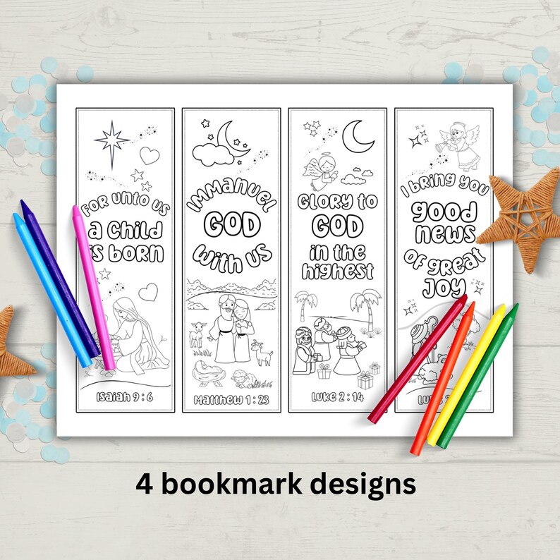 Christmas Nativity Printable Coloring Bookmarks for Kids, Christmas ...