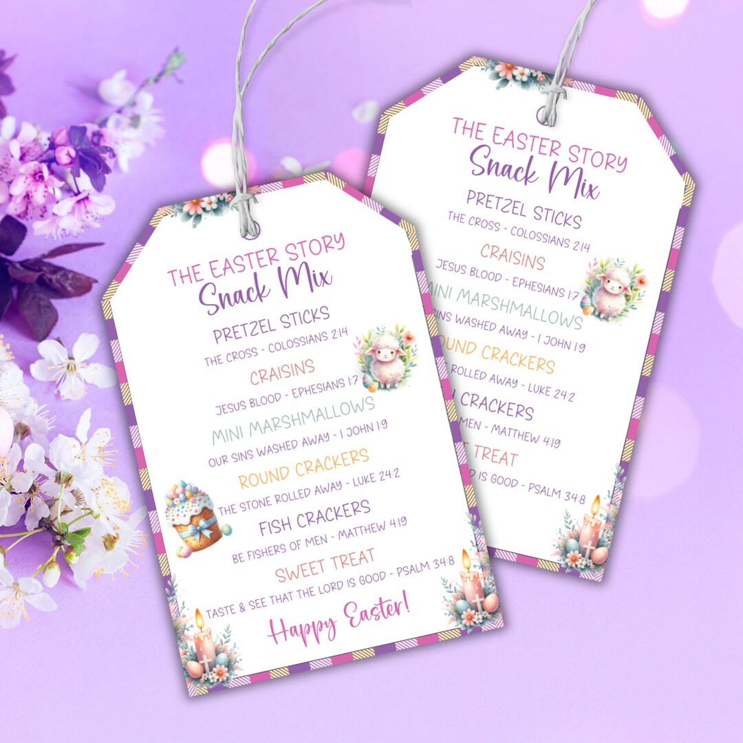 Easter Story Snack Mix Tag Printable, Easter Story Card for Kid ...