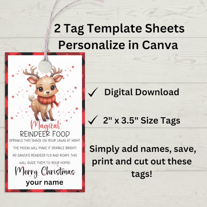 Magic Reindeer Food Tag Printable Personalized Reindeer Food Template ...