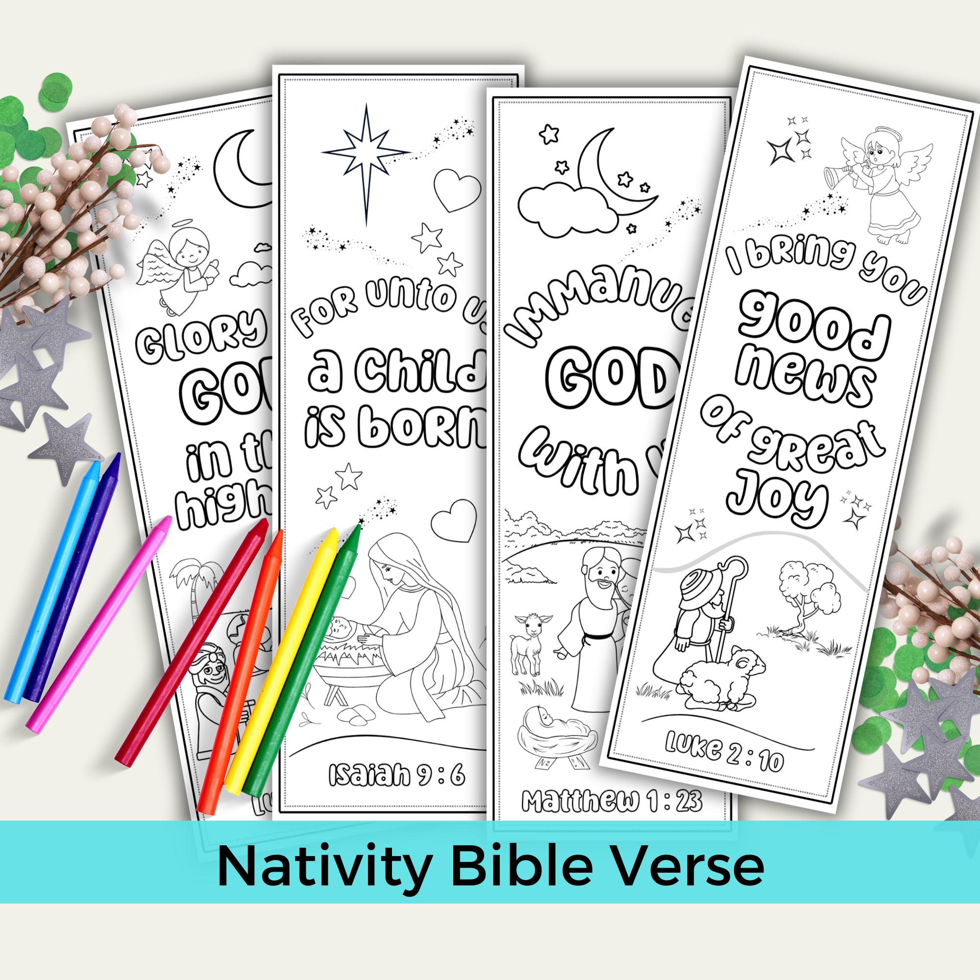 Christmas Nativity Printable Coloring Bookmarks for Kids, Christmas ...