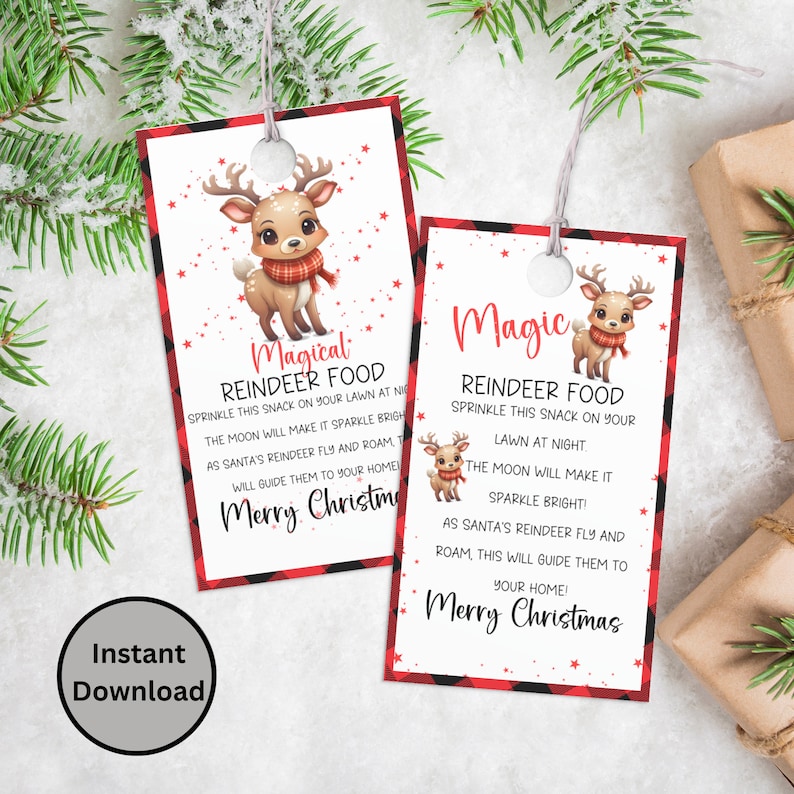 Magic Reindeer Food Tag Printable Personalized Reindeer Food Template ...