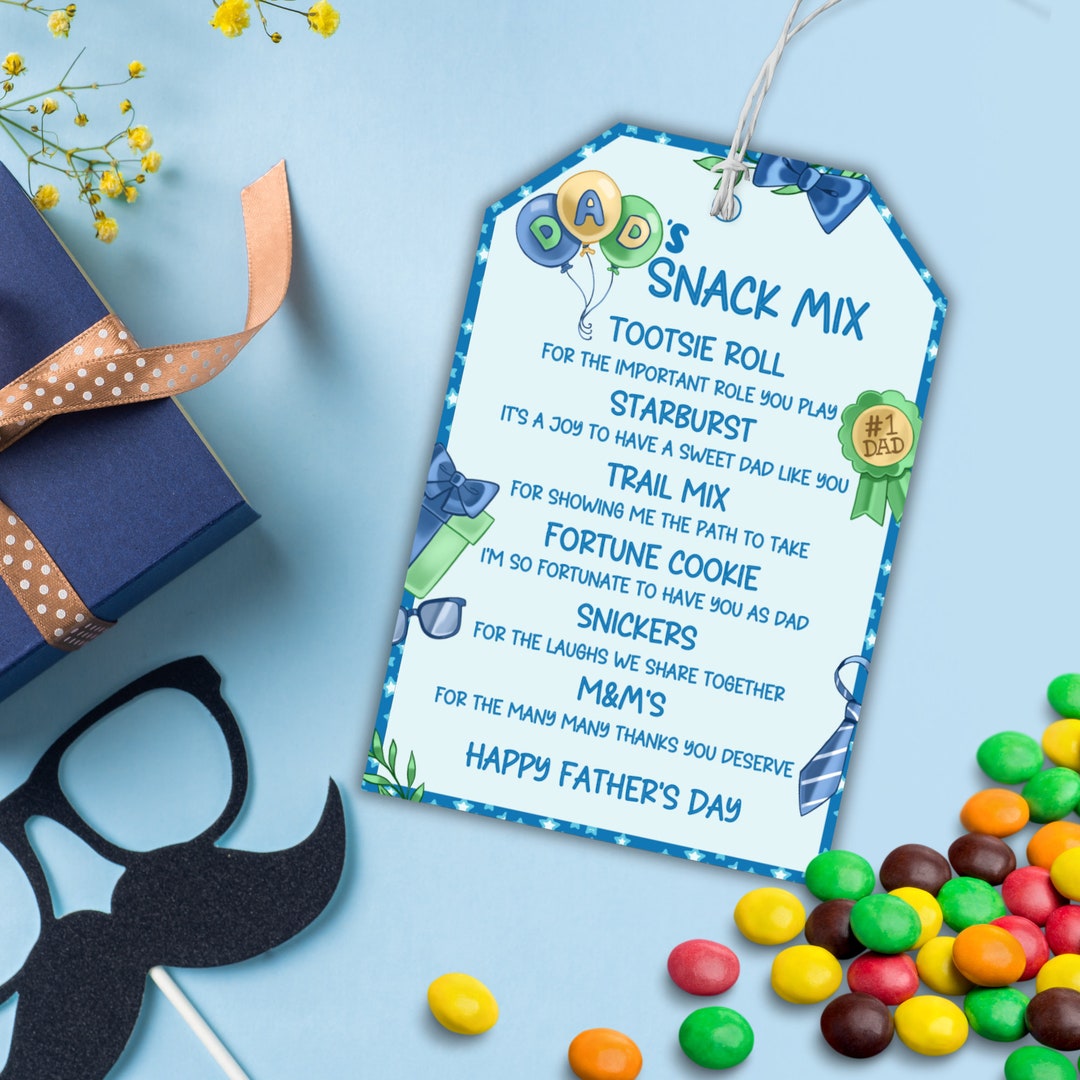 Fathers Day Snack Mix Gift Tag Printable, Fathers Day DIY Gift From ...