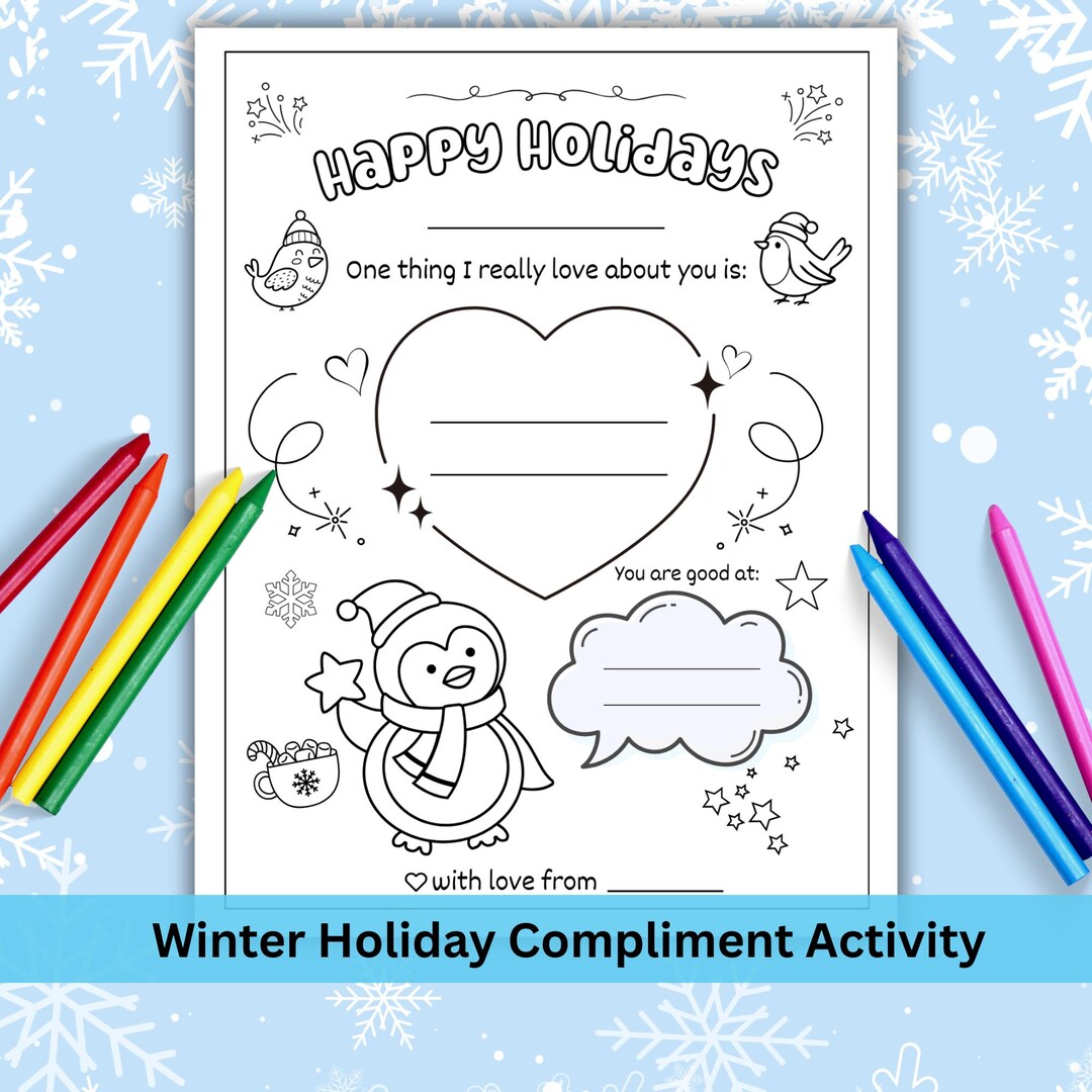 Kids Winter Compliment Gift Printable, Classroom Kindness Activity ...