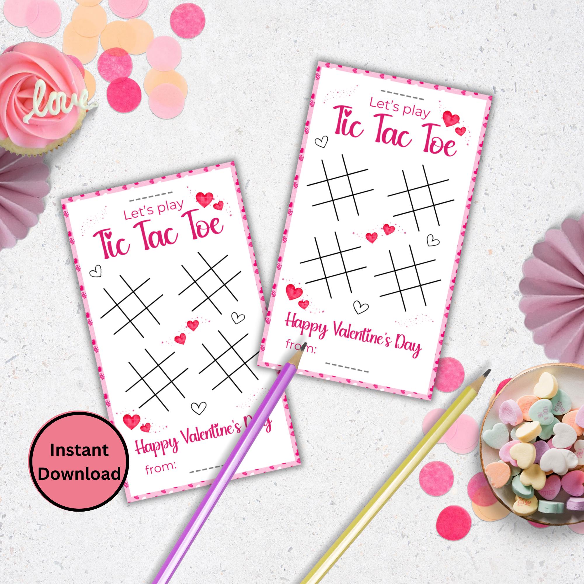 Valentine Pencil Card Printable, Valentines Tic Tac Toe Card, Classroom ...