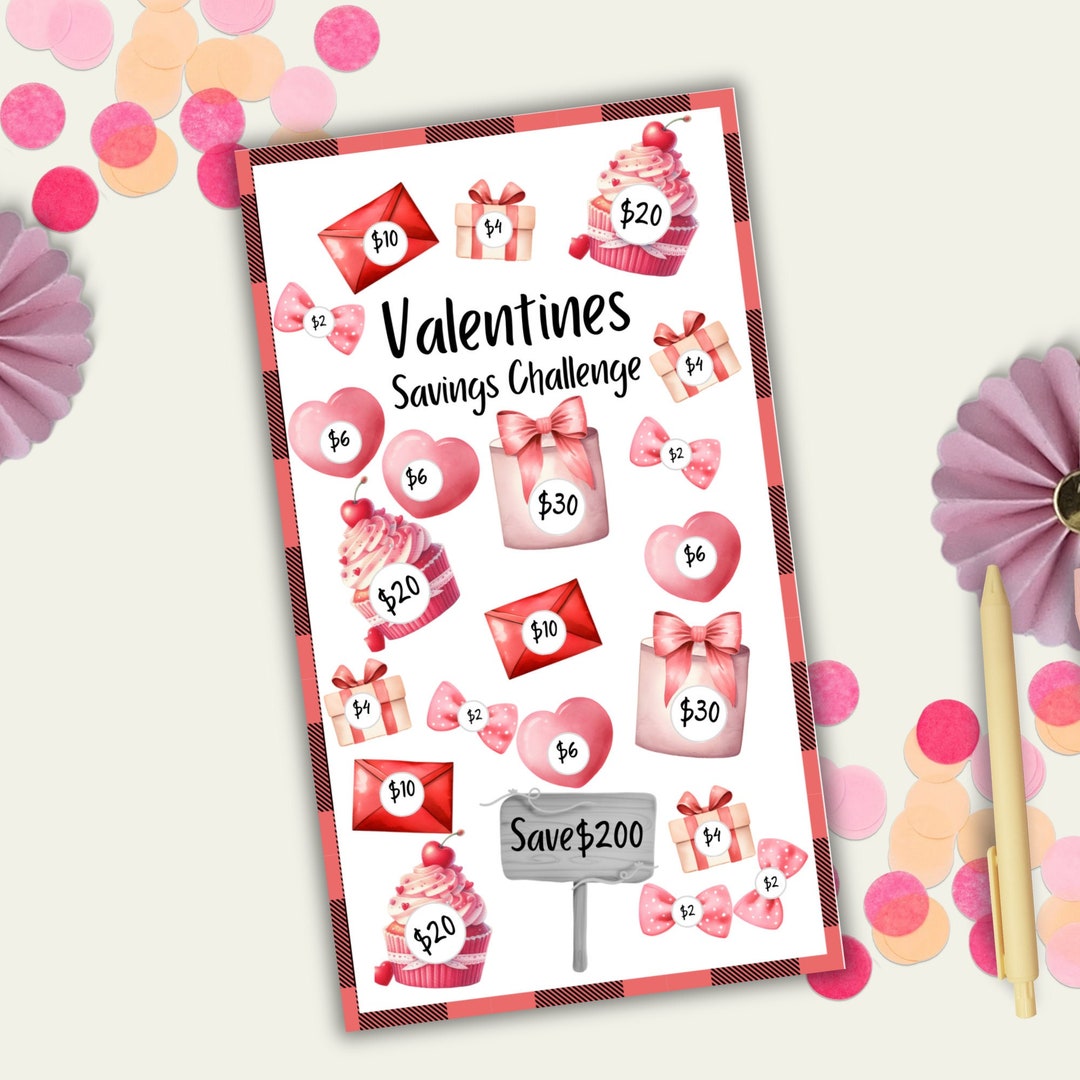 Valentines A6 Savings Challenge Editable Valentine Cash Fund Template ...
